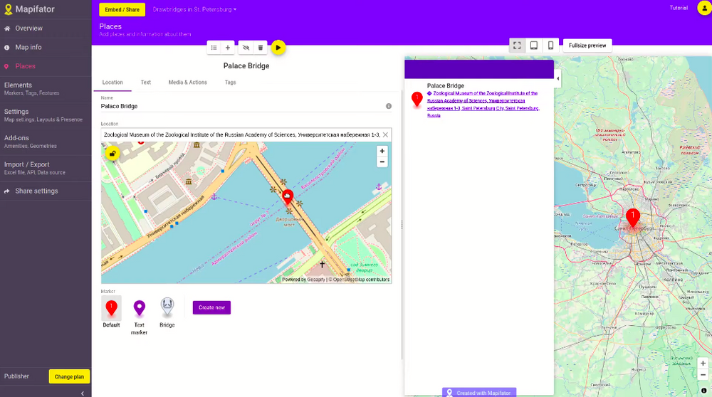 Add and edit places to a Map Story