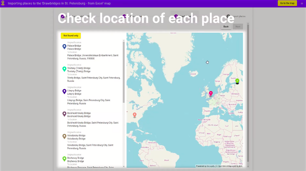 Add places from an Excel / CSV file