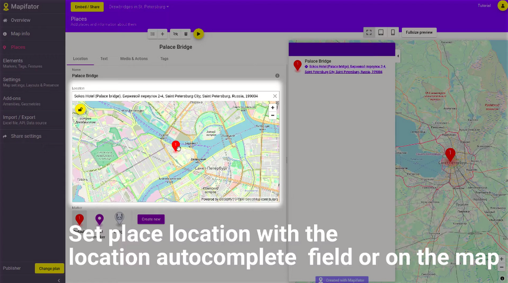 Add and edit places to a Map Story